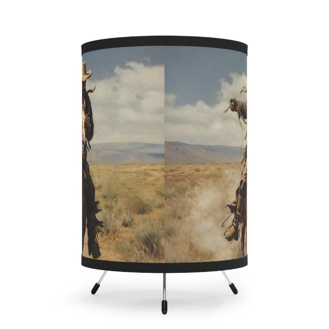Old West Cowboy Lamp Art Express Rider Tri-pod Lamp Western Cowboy ...