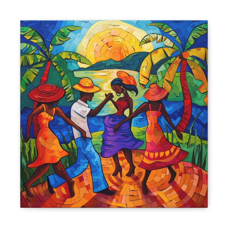 Colorful Haitian Dancers Wall Art Abstract Dance Art Print Vibrant ...