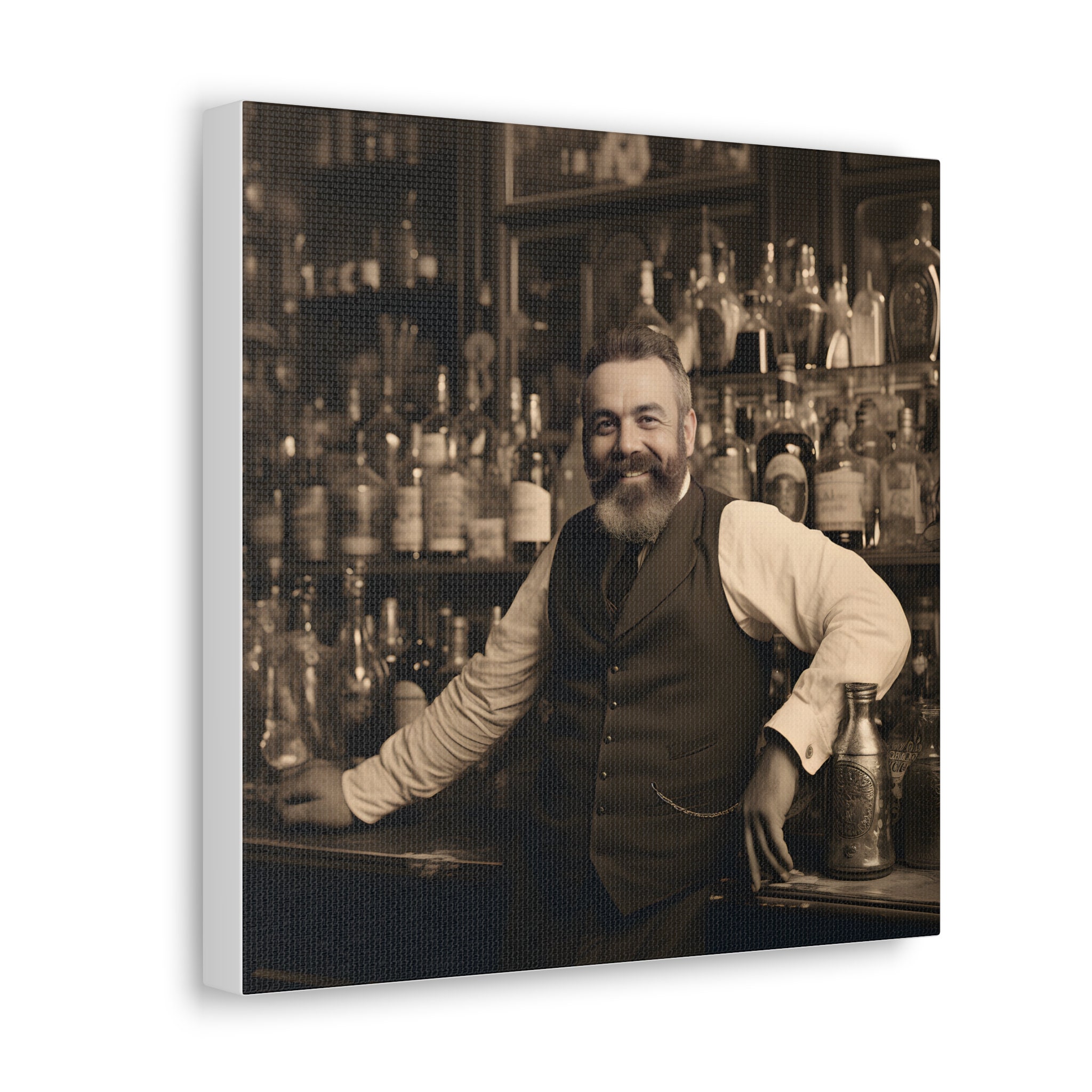 Old West Bartender Wall Art Cheerful Bartender Western Clothes Art ...