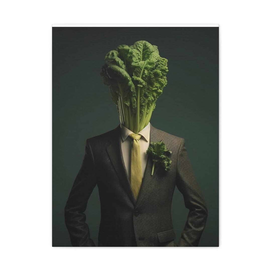 Celery Man Abstract Art Print Vegetable Wall Art Unique Print Vegan ...