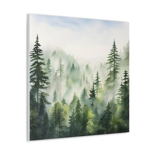 Evergreen Tree Wall Art Misty Treetops Art Print Minimalist Trees Wall ...