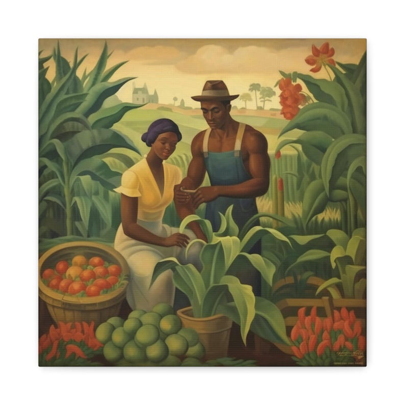 Haitian Farmers Art Print: Husband & Wife, Vibrant Colors - Etsy