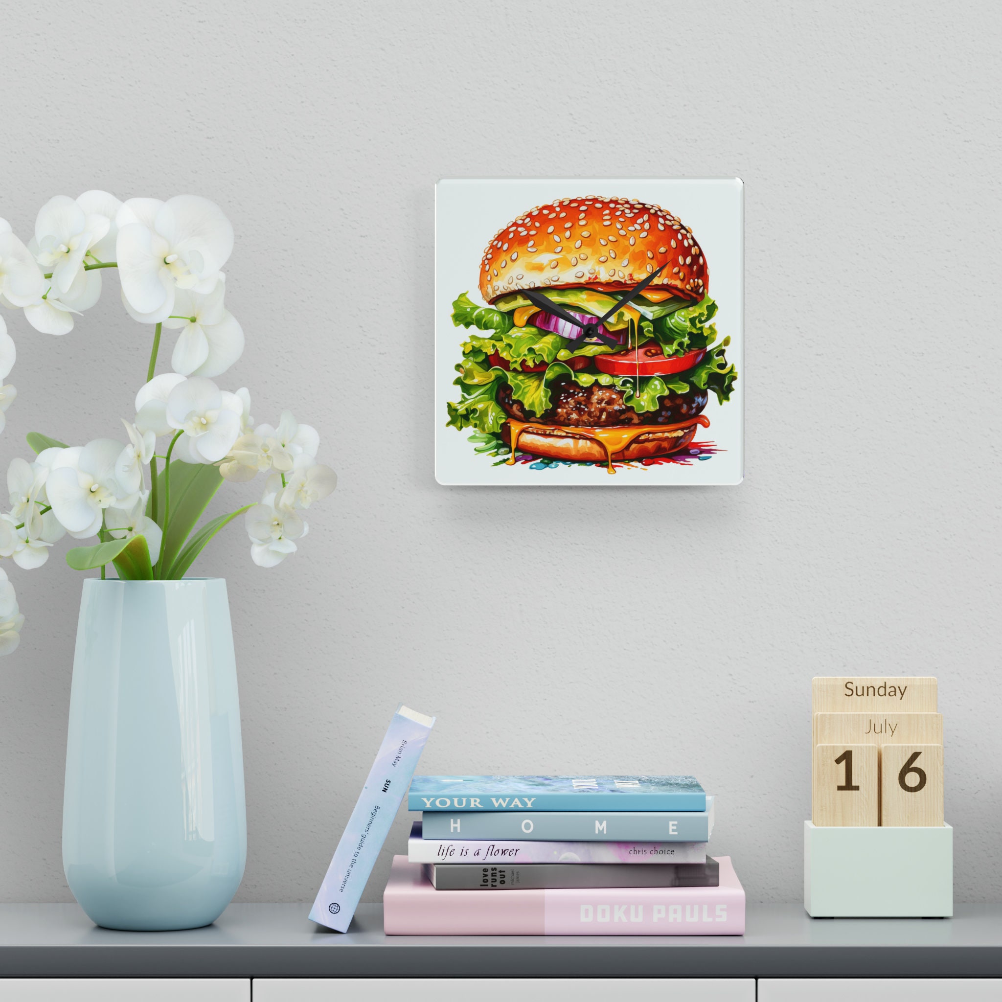 Hamburger Pop Art Wall Clock Colorful Burger Wall Clock - Etsy