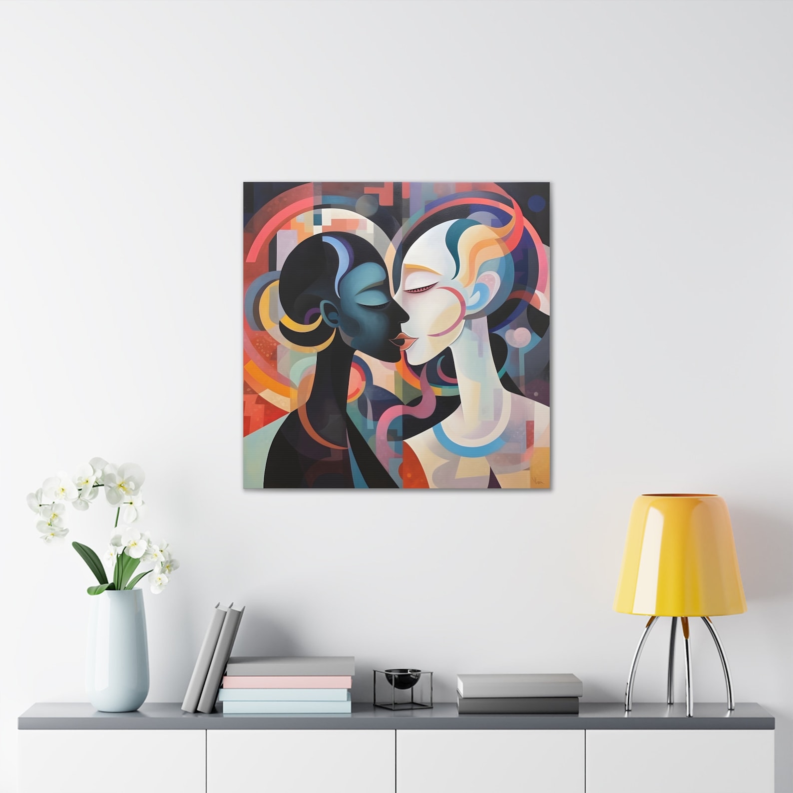 Abstract Lovers Art Print Surreal Wall Art Unique Abstract Style Art ...
