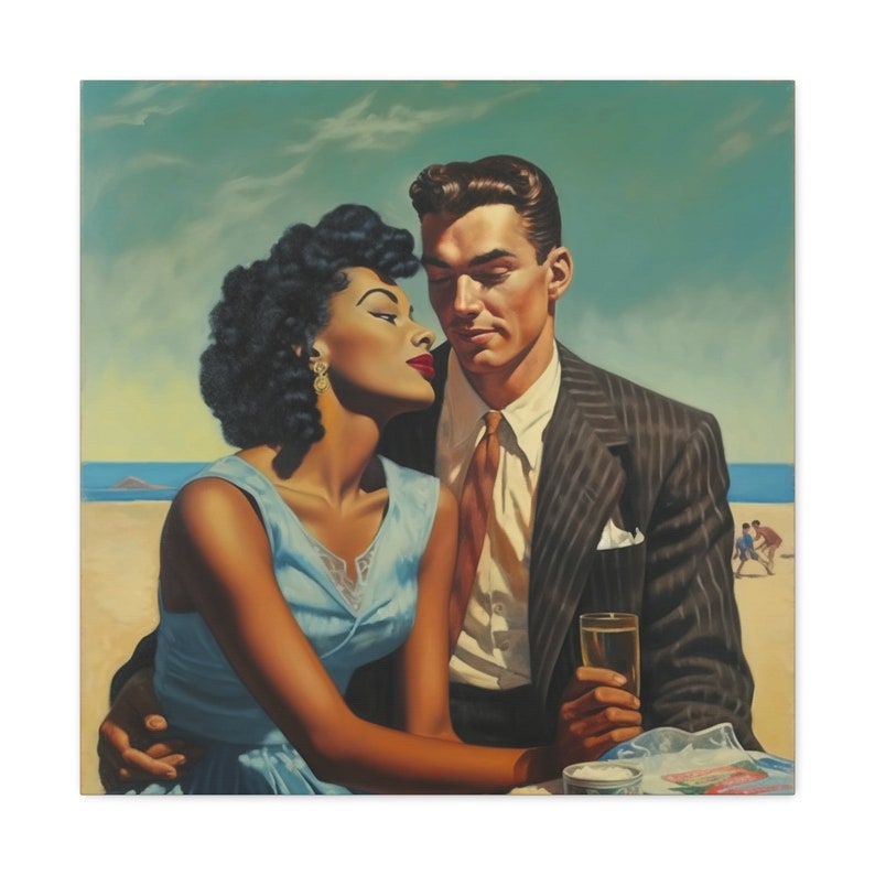 Biracial Couple Wall Art Beautiful Black Woman Art Print 1950s - Etsy