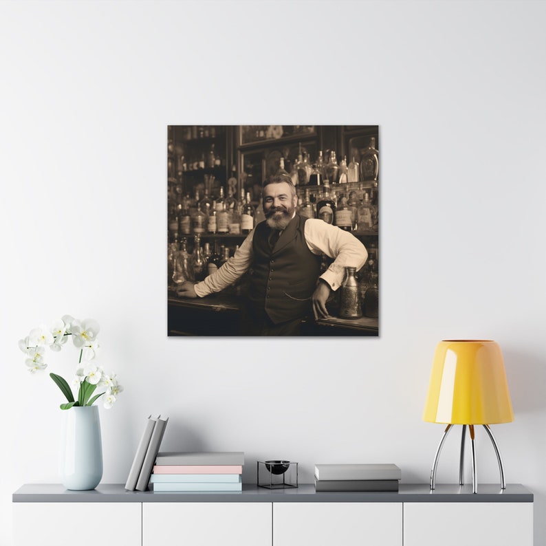 Old West Bartender Wall Art Cheerful Bartender Western Clothes Art ...