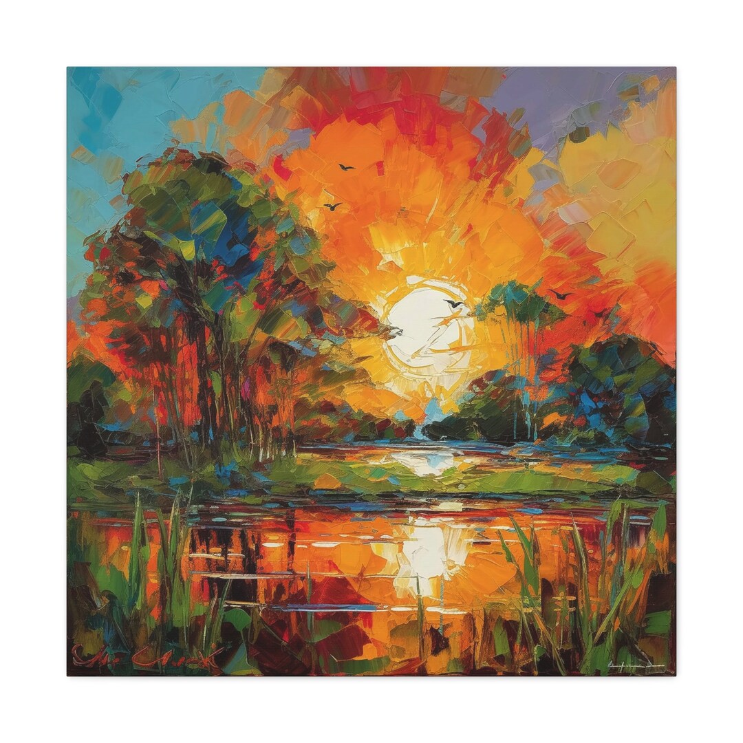 Bayou Sunset Abstract Art Print Natural Bayou Artwork Nature Painting ...