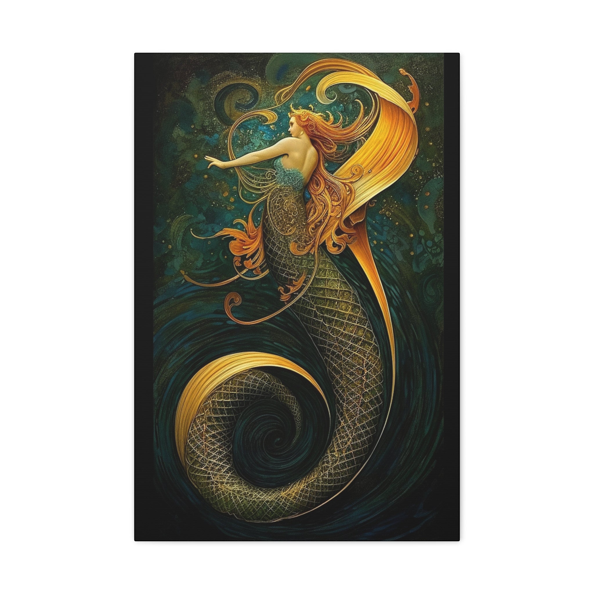 Art Nouveau Mermaid Wall Art Elegant Mermaid Wall Print Art Nouveau Art ...
