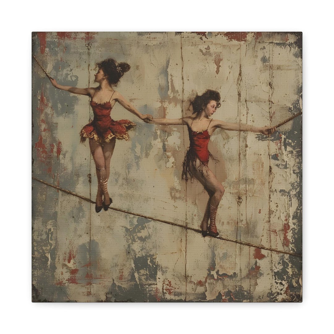 Victorian Circus Acrobats Canvas Print: Vintage Tightrope Walkers Wall ...