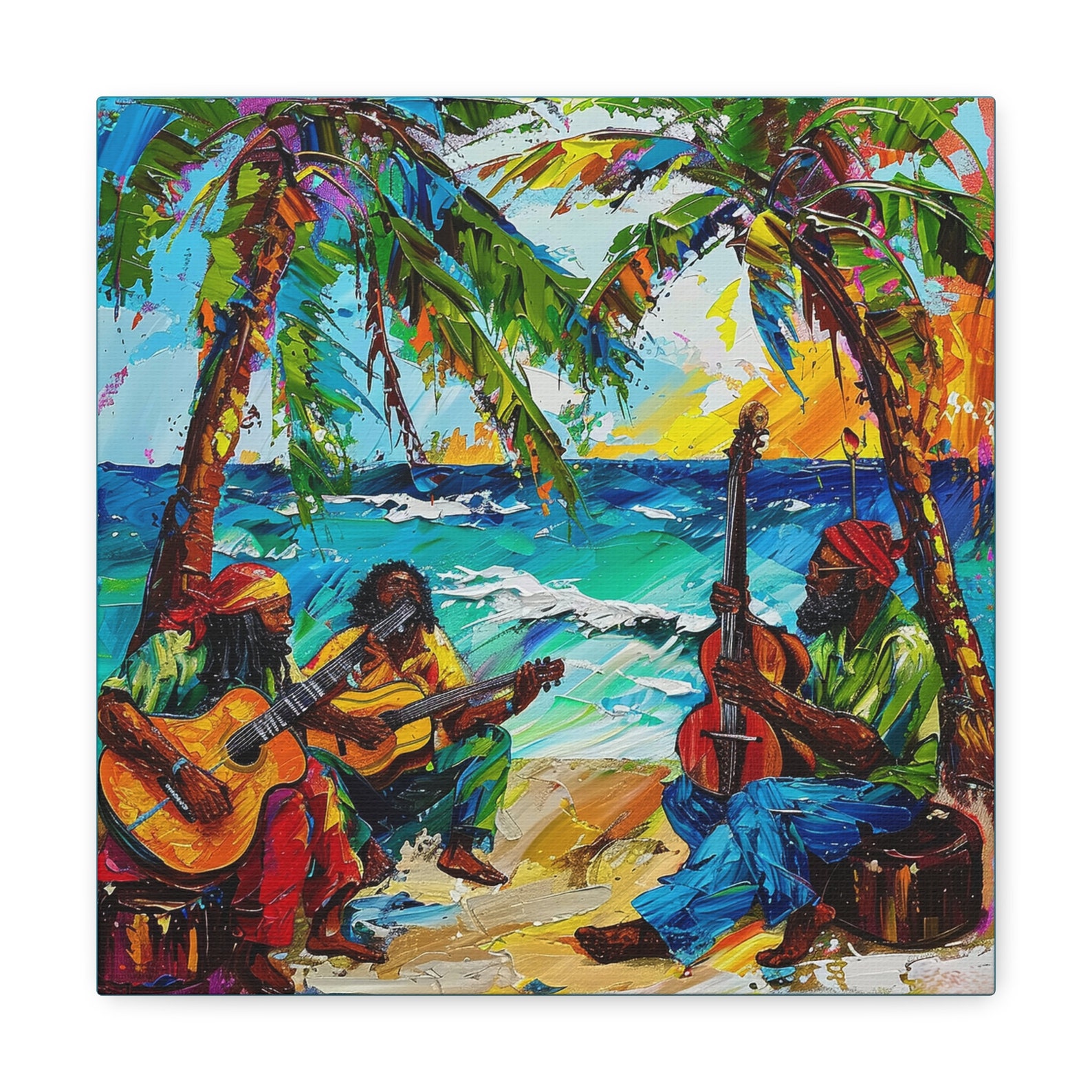 Jamaican Musicians Wall Art Caribbean Men Canvas Print Tropical Beach ...