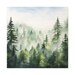 Evergreen Tree Wall Art Misty Treetops Art Print Minimalist Trees Wall ...