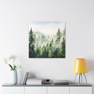 Evergreen Tree Wall Art Misty Treetops Art Print Minimalist Trees Wall ...