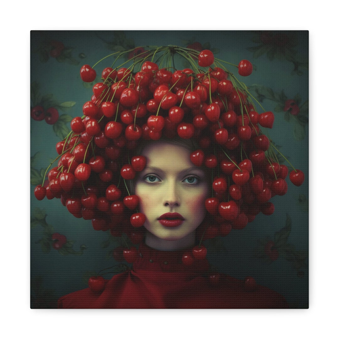Cherry Lady Abstract Wall Art Fruit Garden Art Print Vegan Gardener ...