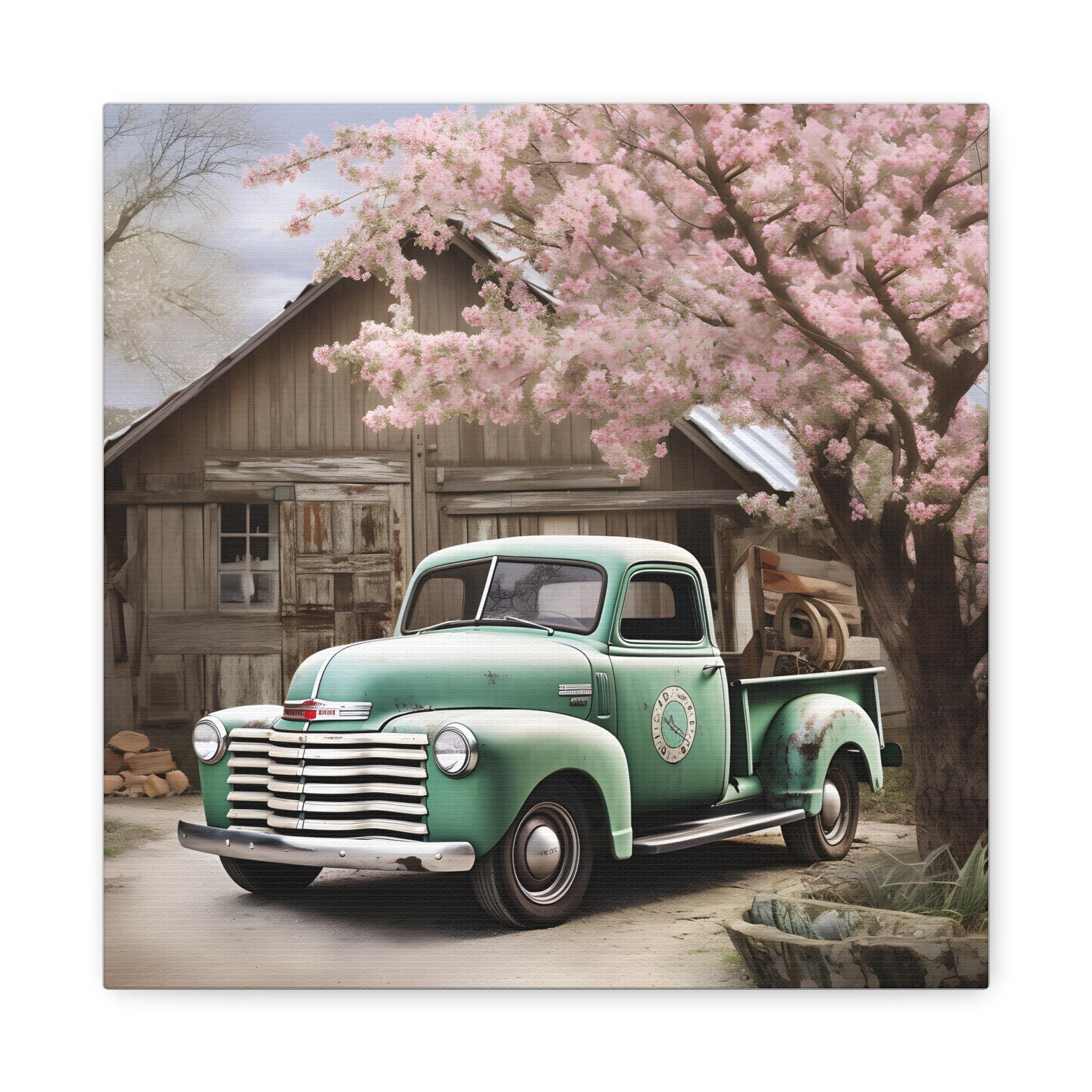 Antique Green Truck Wall Art Farmhouse Art Print Mint Green Truck Print ...