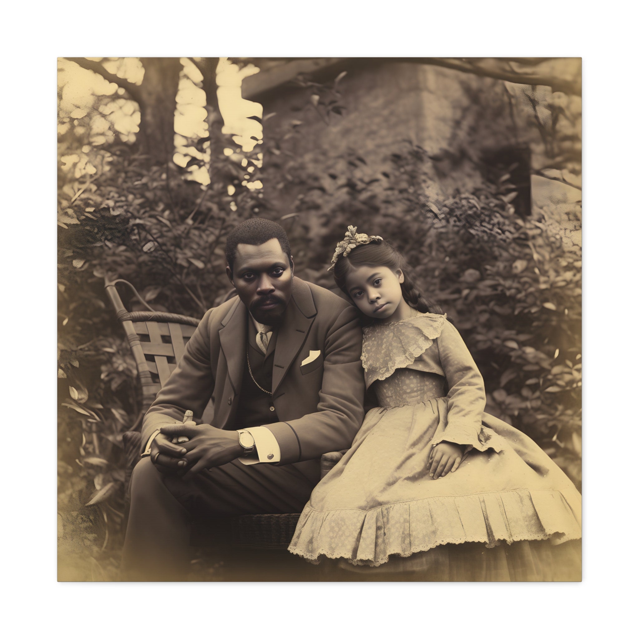 Father Daughter Wall Art Western Print Black Family 1880s Artwork Old ...