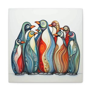 Colorful Penguins Art Print: Vibrant Antarctic Birds Canvas Wall Art - Etsy