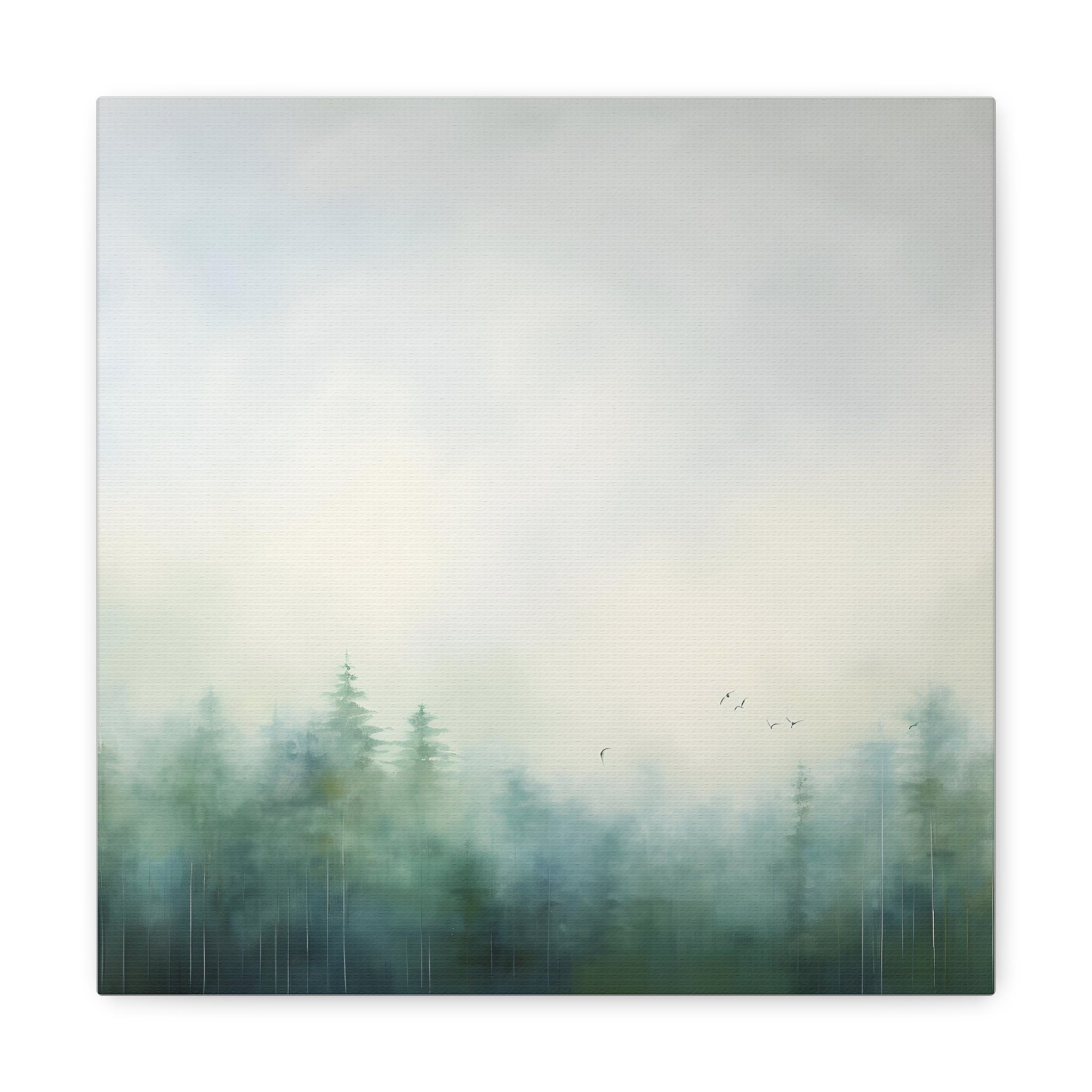 Evergreen Tree Wall Art Misty Treetops Art Print Minimalist Trees Wall ...