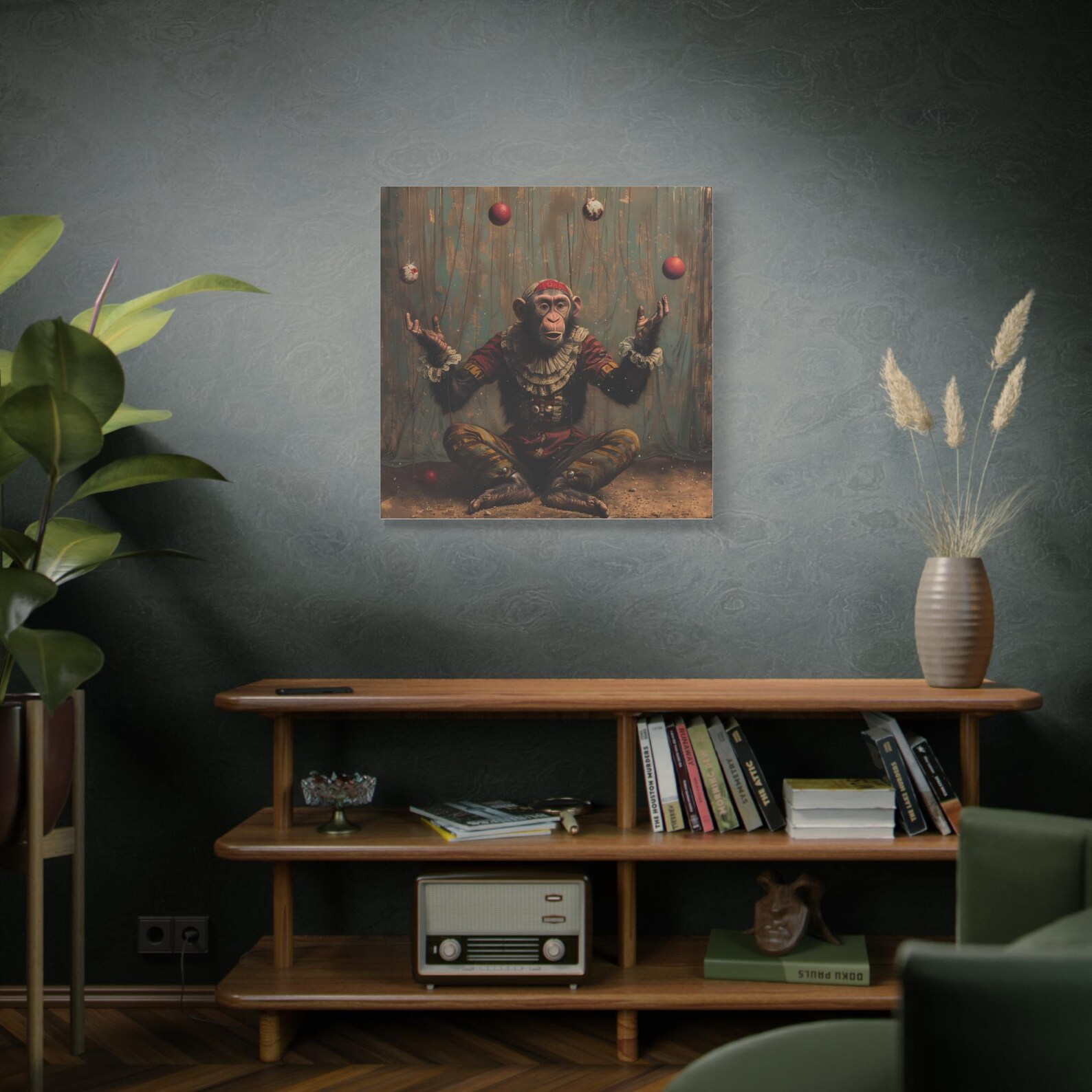 Victorian Circus Monkey Canvas Print: Vintage Juggling Animal Wall Art ...