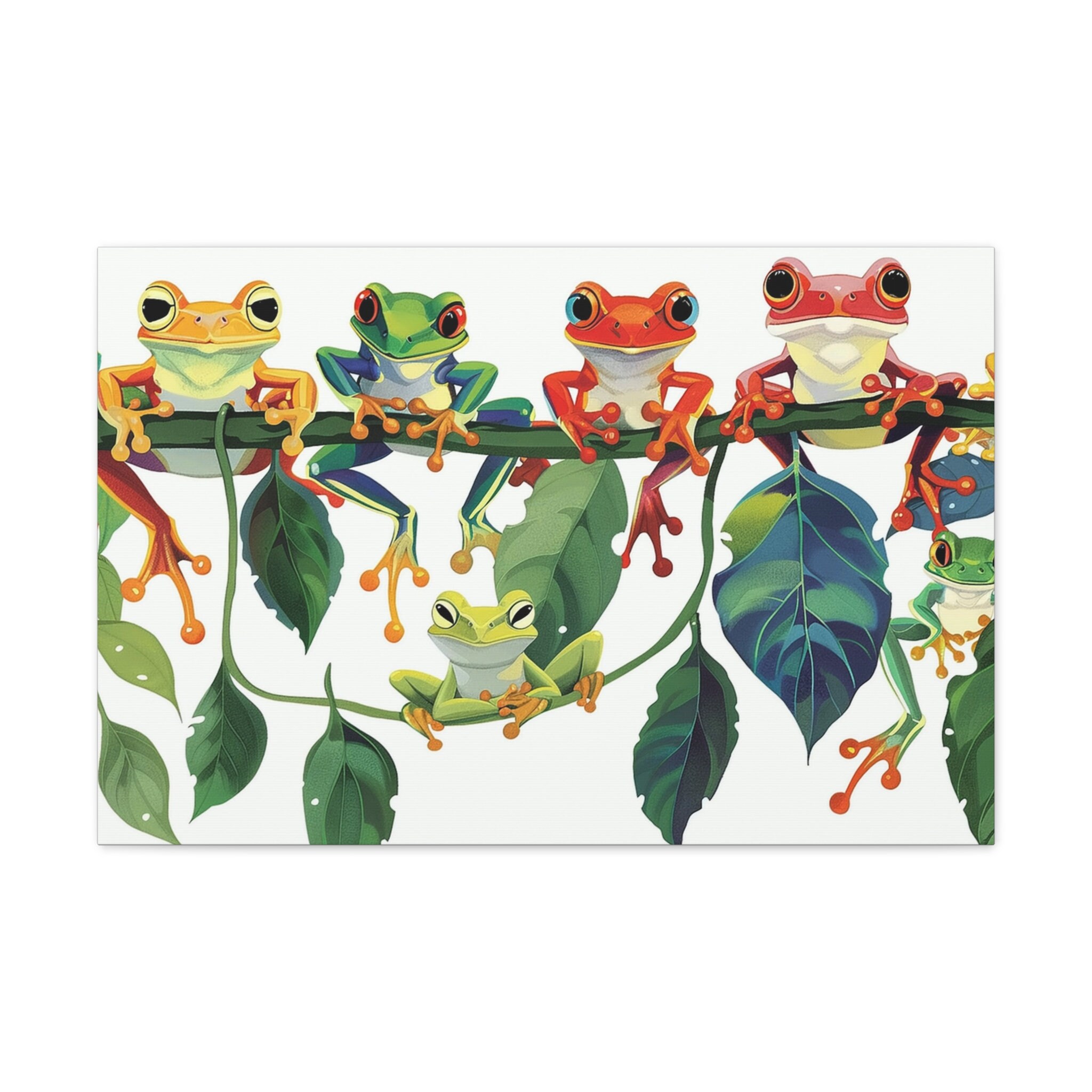 Jungle Frogs Wall Art Cartoon Frogs Art Print Colorful Frogs Wall Art ...