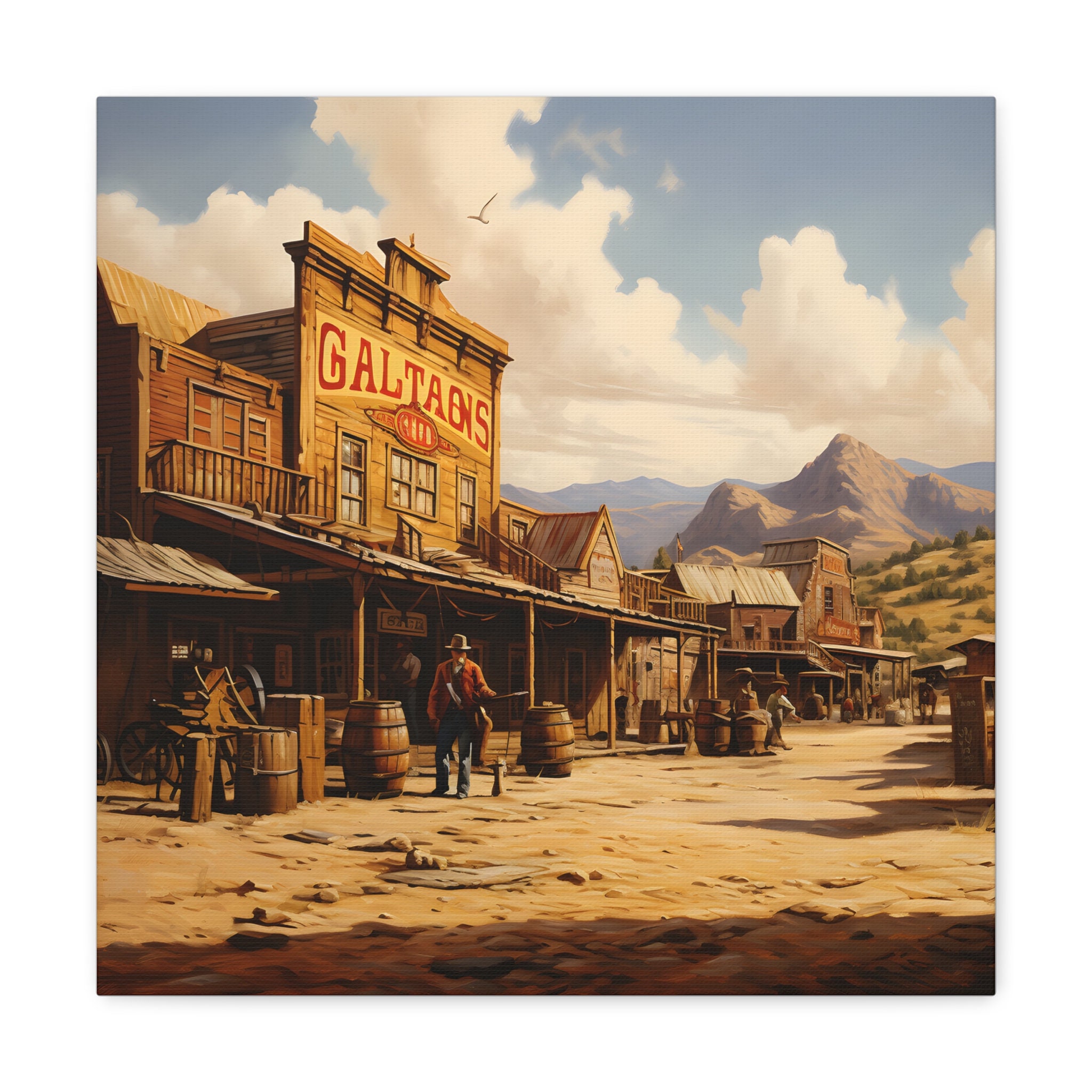 Western Town Wall Art Old West Main Street Art Print Old West Artwork ...