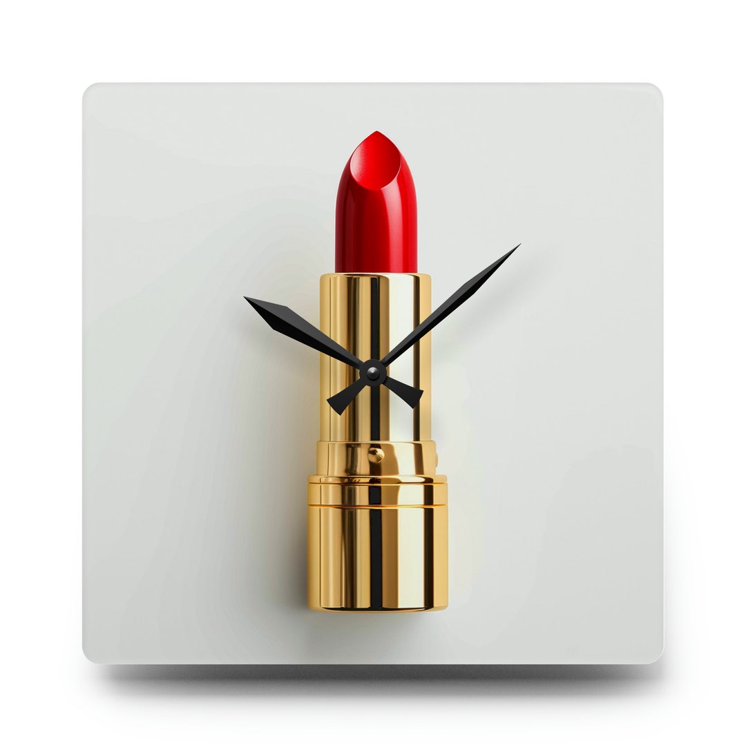 Red Lipstick Pop Art Wall Clock Makeup Room Wall Clock Bright Red Lip ...