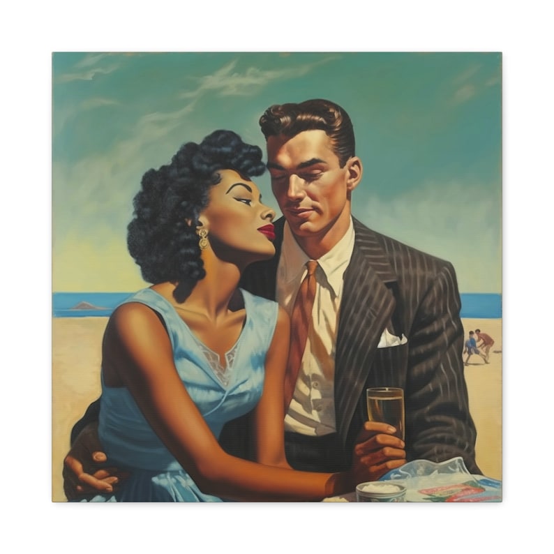 Biracial Couple Wall Art Beautiful Black Woman Art Print 1950s - Etsy