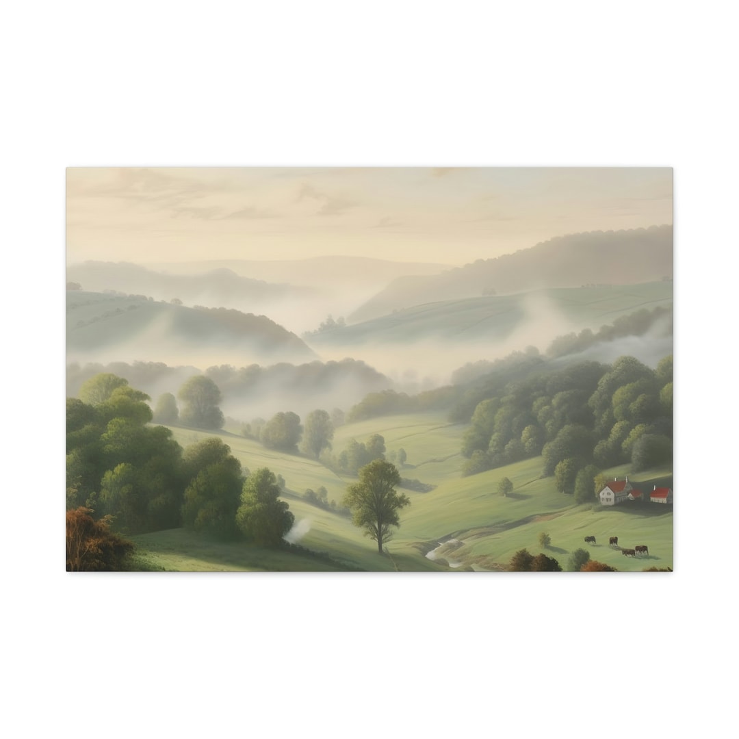 Pastoral Style Landscape Print Wall Art Pastoral Print Valley Mountains ...