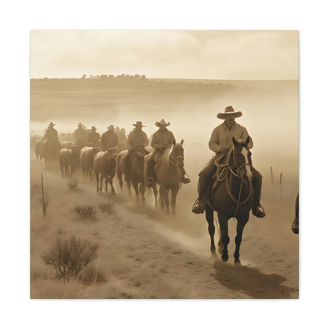 Sepia Cowboys Print Wall Art Horses Cowboys Print Western Wall Art ...