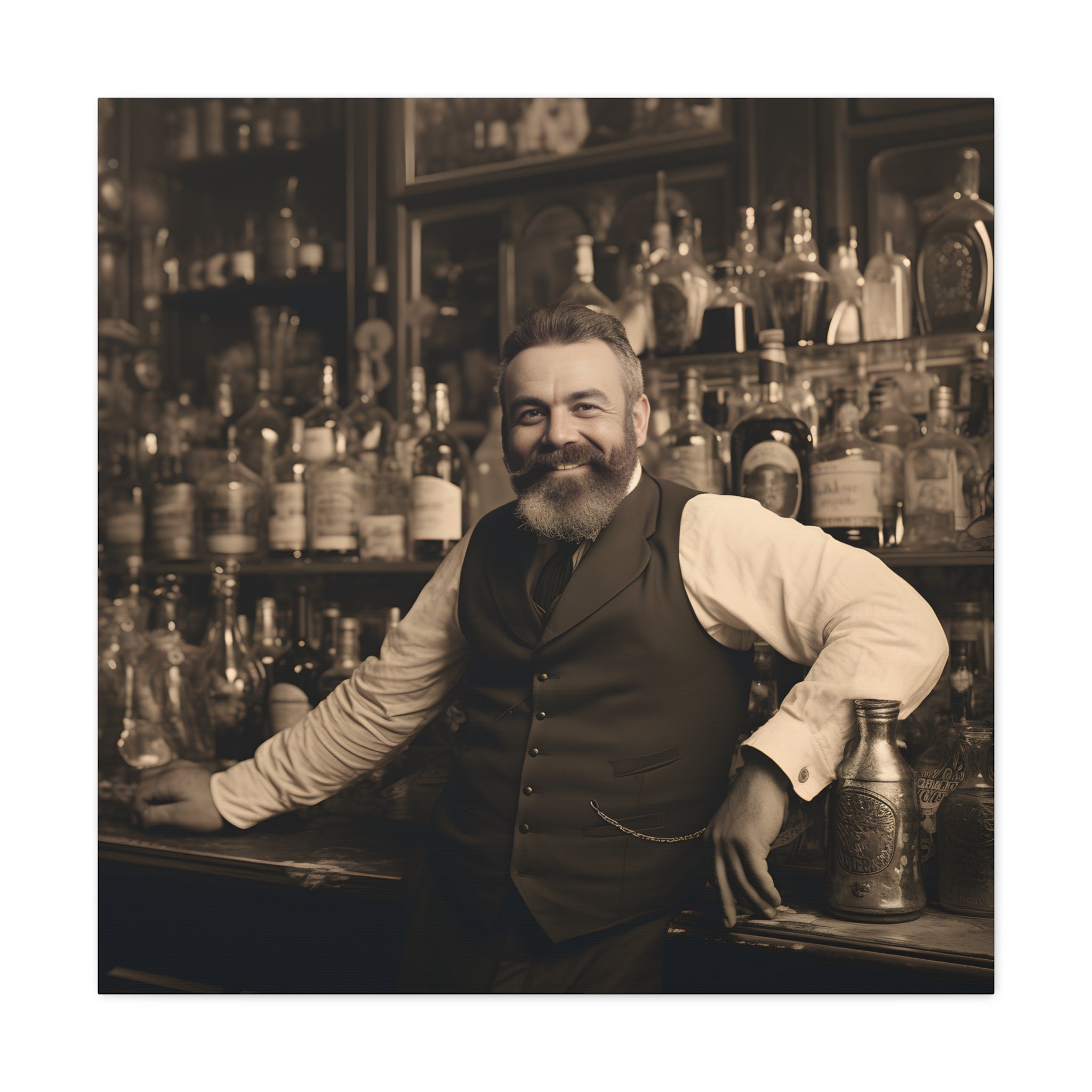 Old West Bartender Wall Art Cheerful Bartender Western Clothes Art ...