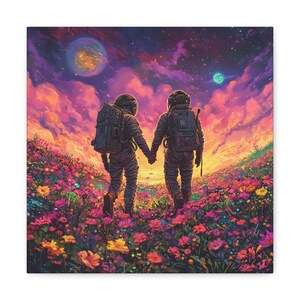 Astronaut Couple Wall Art Surreal Abstract Style Art Print Soul Mates ...
