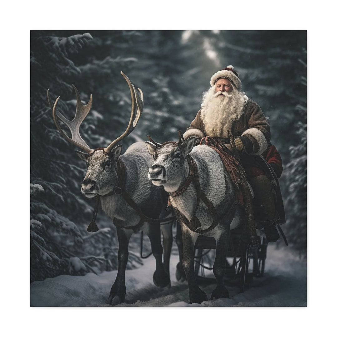 Old World Santa Wall Art Christmas Scene Holiday Art Print Santa Claus ...