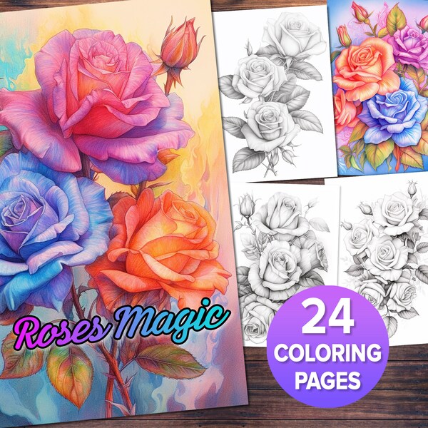 Roses Coloring Page - Etsy