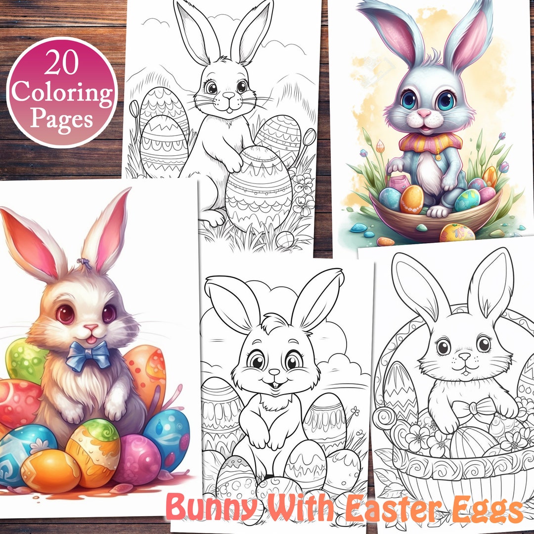 20 Bunny With Easter Eggs Coloring Page Bookadults Kids - Etsy