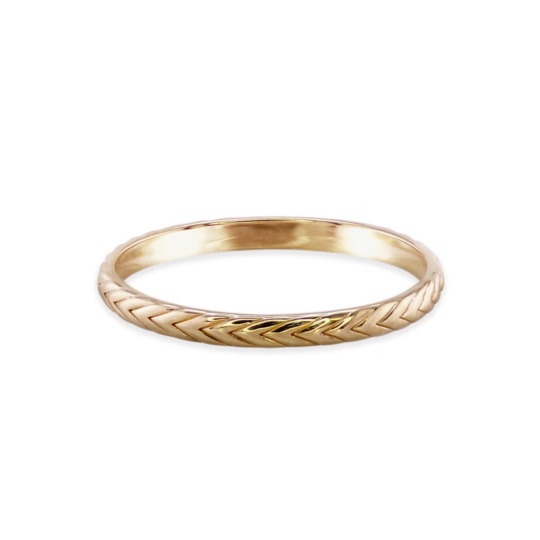 Roman Leaf Ring, 14k Real Solid Yellow Gold Minimalist Everyday Ancient ...