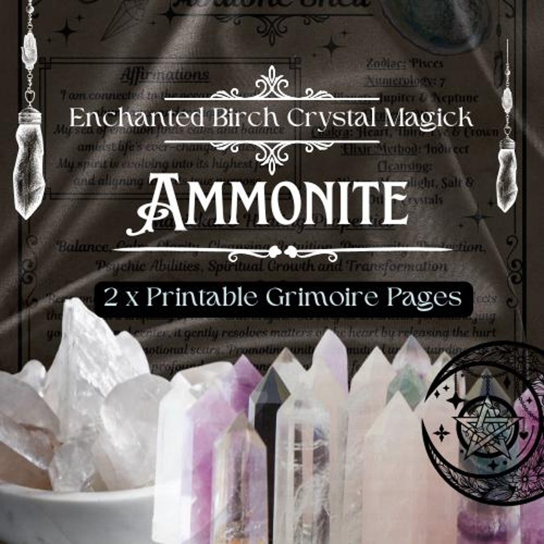 Ammonite Crystal Printable Download Grimoire Pages Crystal Cards ...
