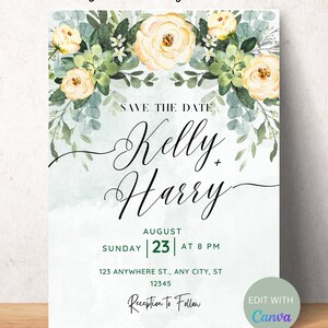 Editable Wedding Invitation Card | Rustic Wedding Card | Floral Wedding ...