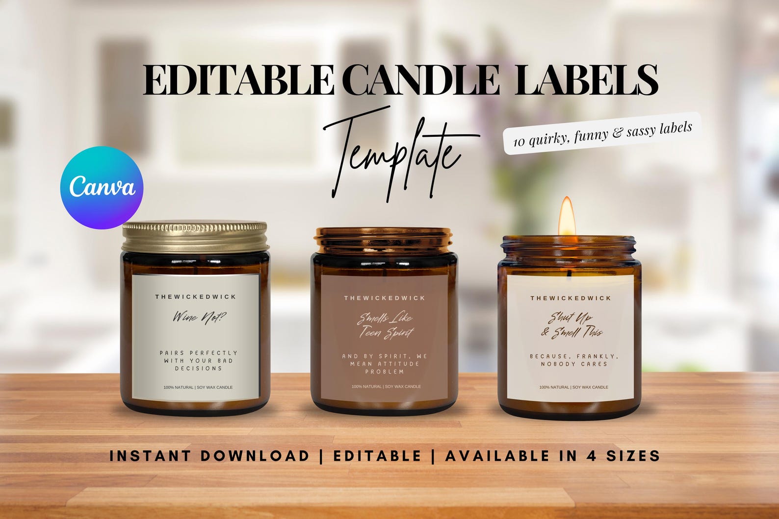 Editable Candle Labels, Template Labels, Candle Sticker Label, Candle ...