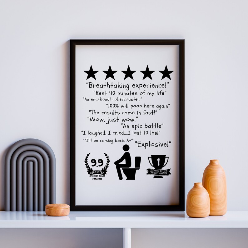 Funny Bathroom Reviews Sign: Printable Wall Art (SVG, JPG, PNG) - Etsy