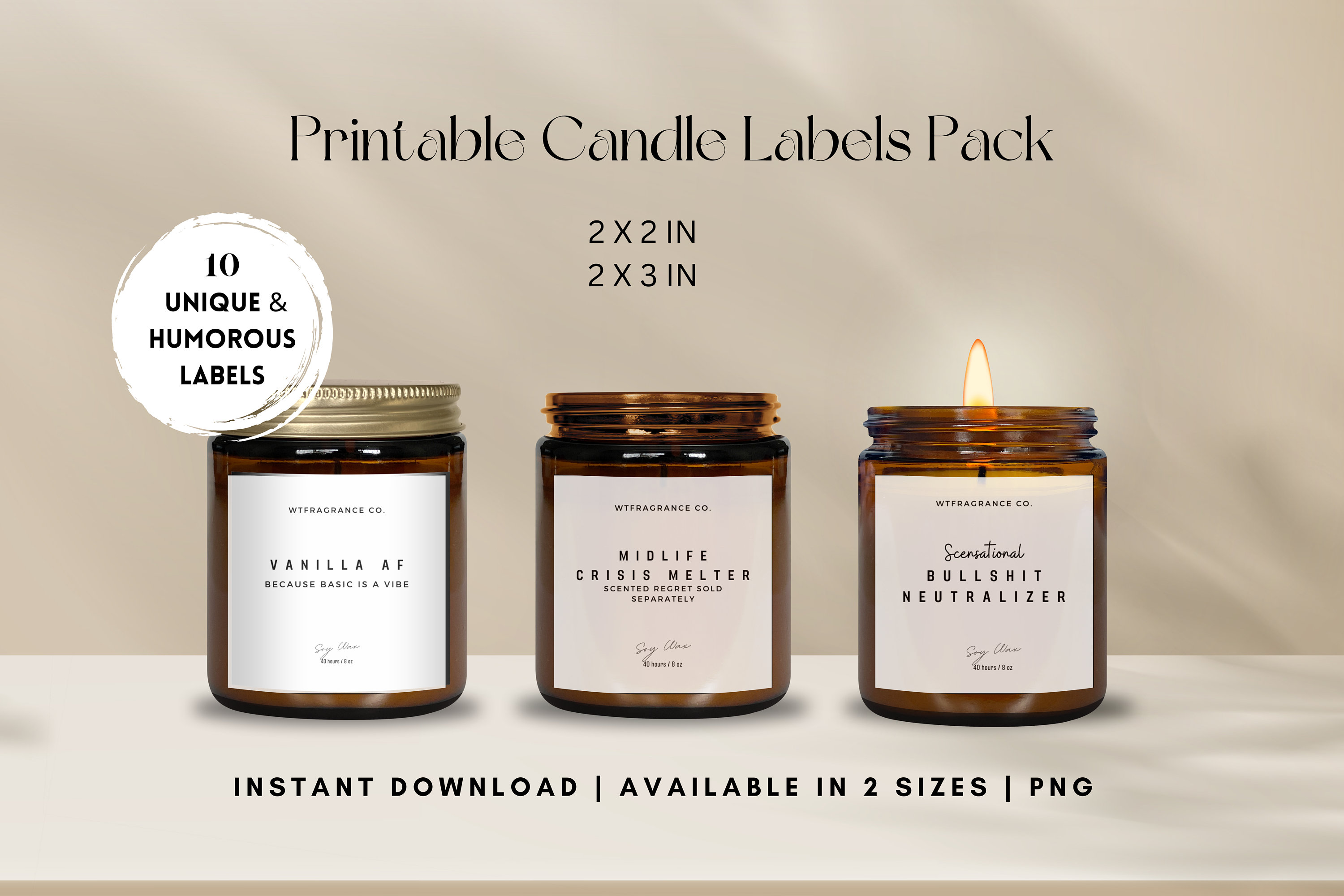 Funny Candle Labels Pack: Quirky Candle Stickers (digital Download) - Etsy