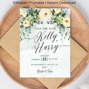 Editable Wedding Invitation Card | Rustic Wedding Card | Floral Wedding ...