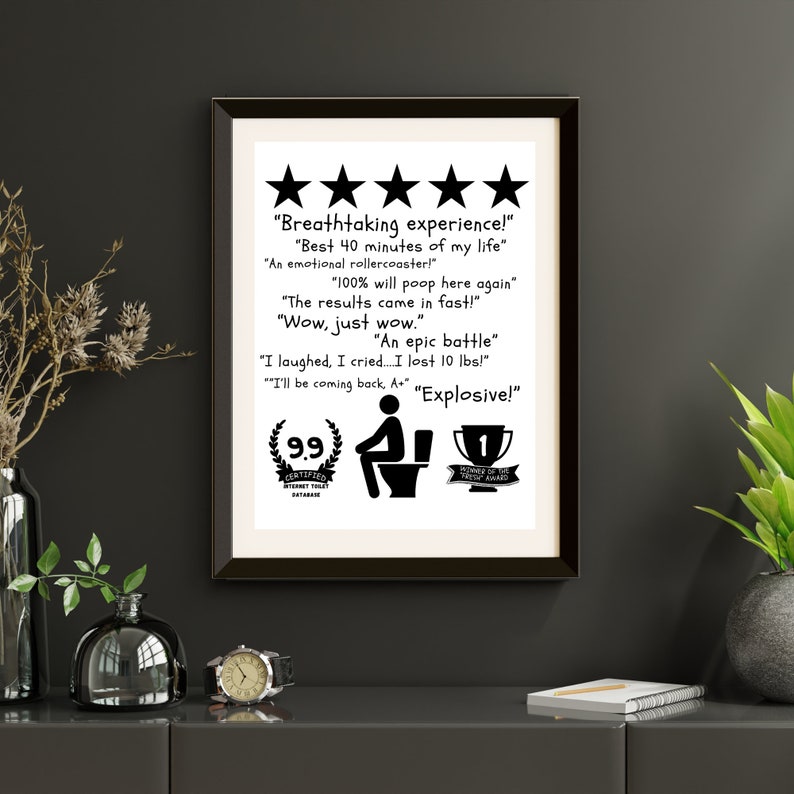 Funny Bathroom Reviews Sign: Printable Wall Art (SVG, JPG, PNG) - Etsy
