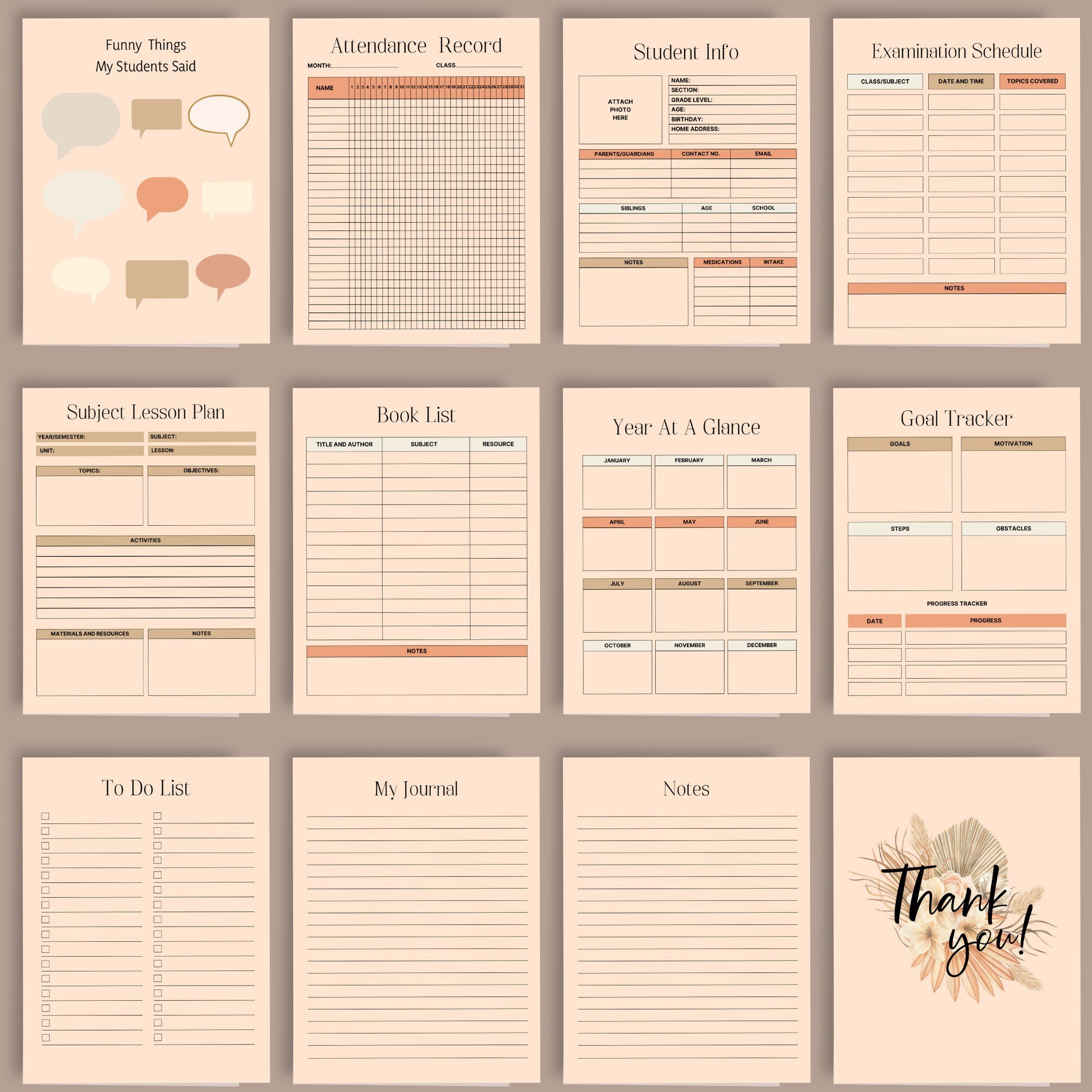 Printable Teacher Planner Boho Theme 2024, Digital Teacher Planner ...