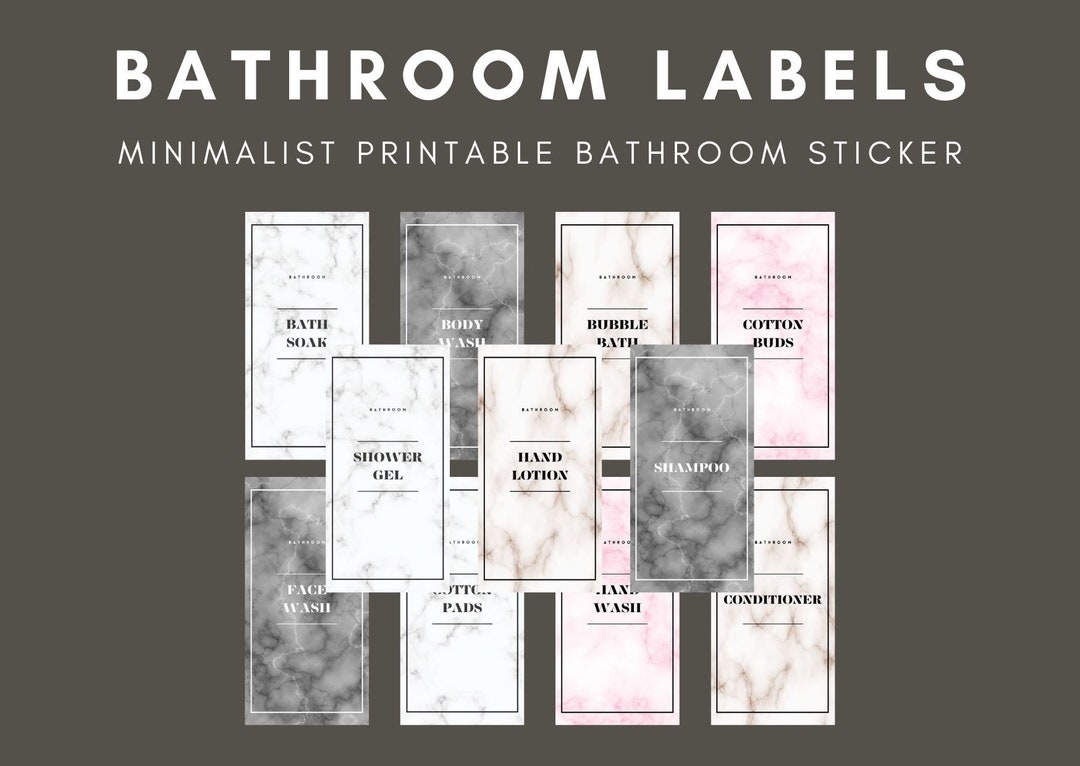 Bathroom Labels, Minimal Labels, Bathroom Organizer, Digital Prints ...