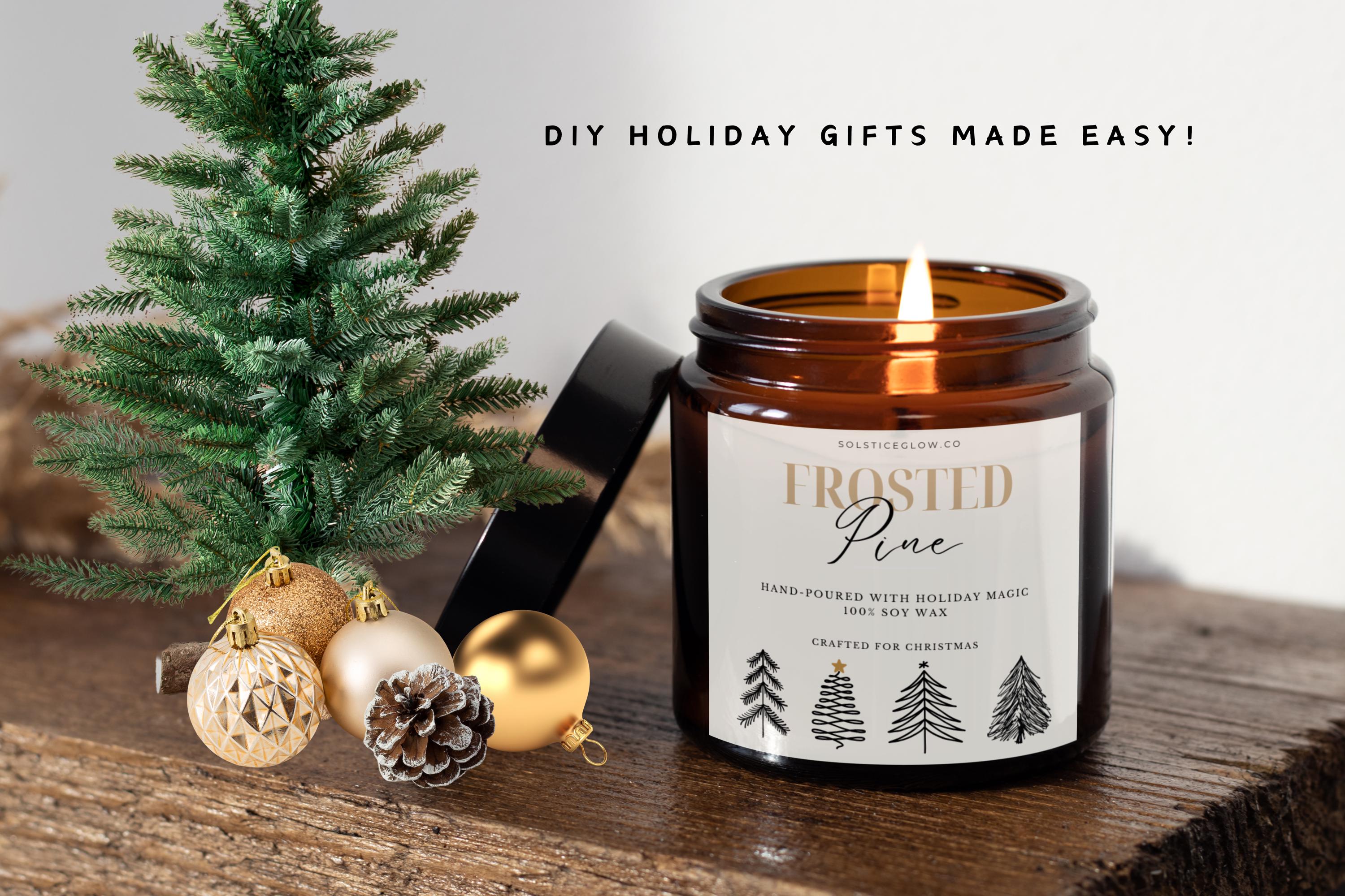 Printable Christmas Candle Labels, Christmas Labels, Frosted Pine ...