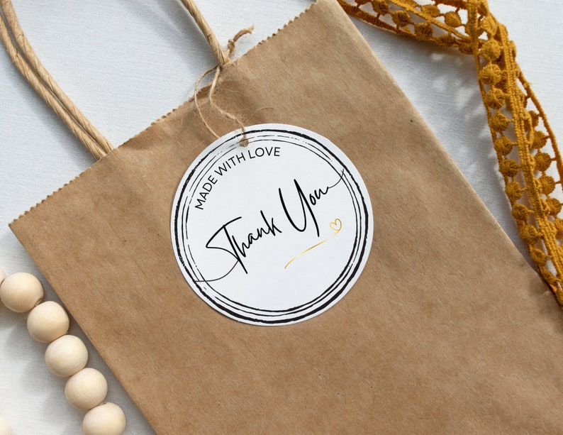 Modern Round Thank You Sticker | Gratitude Stickers | Digital Stickers ...