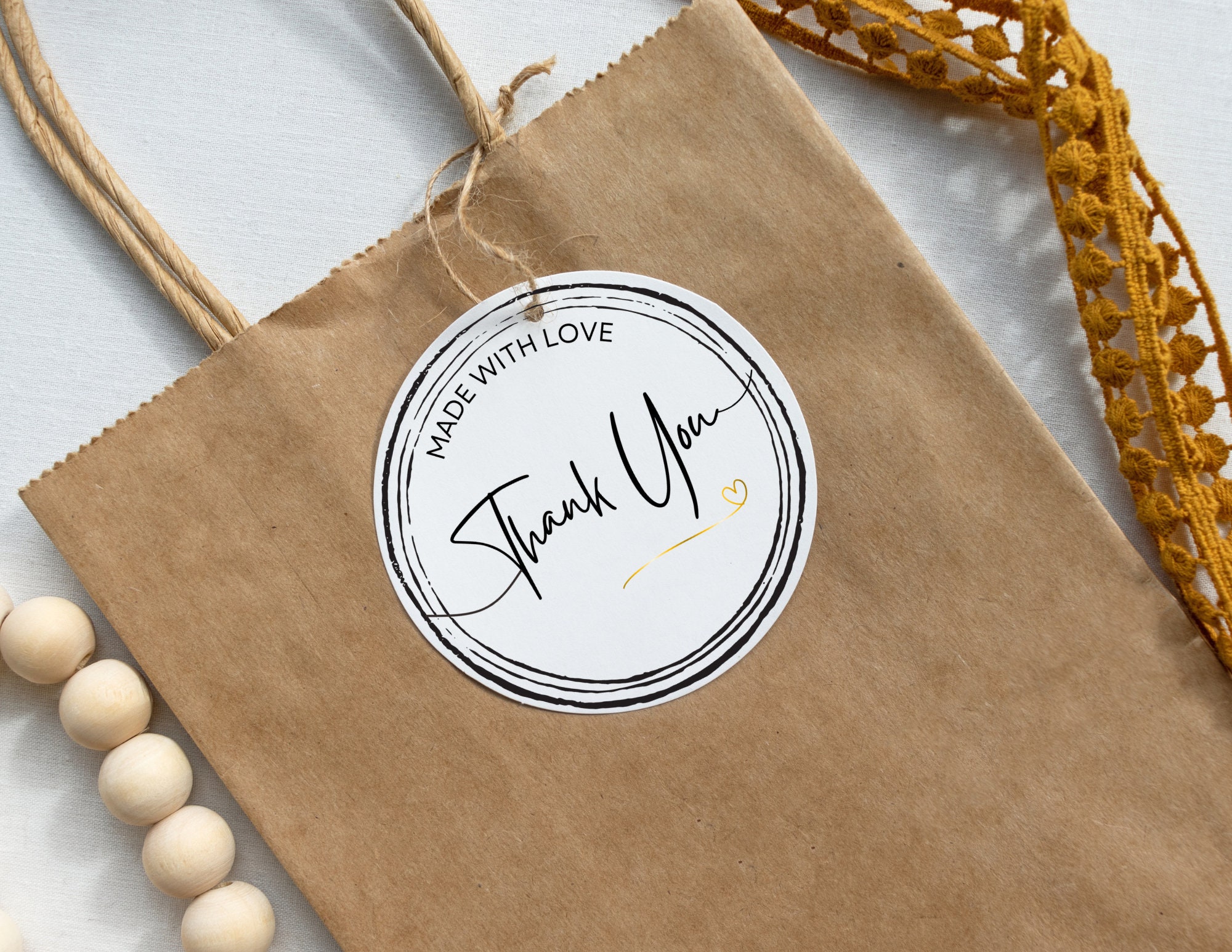 Modern Round Thank You Sticker Gratitude Stickers Digital Stickers ...