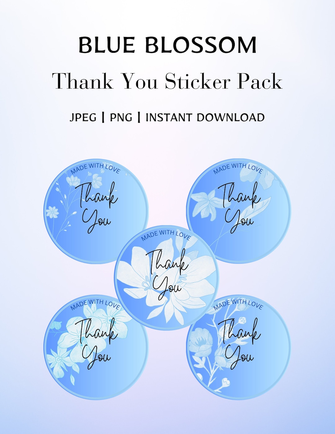 Round Thank You Sticker Bundle Digital Round Sticker Thank - Etsy