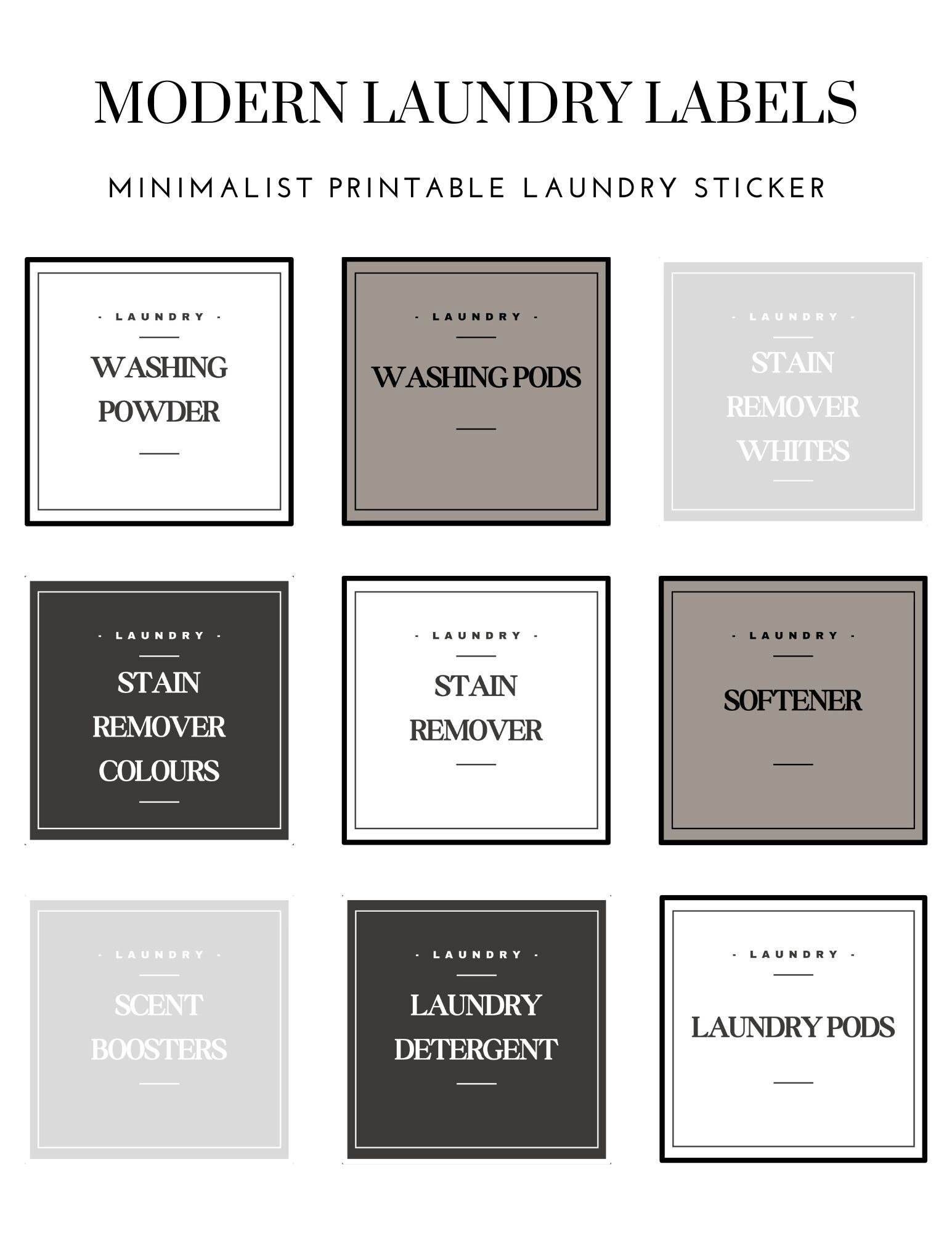 Printable Laundry Sticker Modern Laundry Labels Minimalist Laundry ...