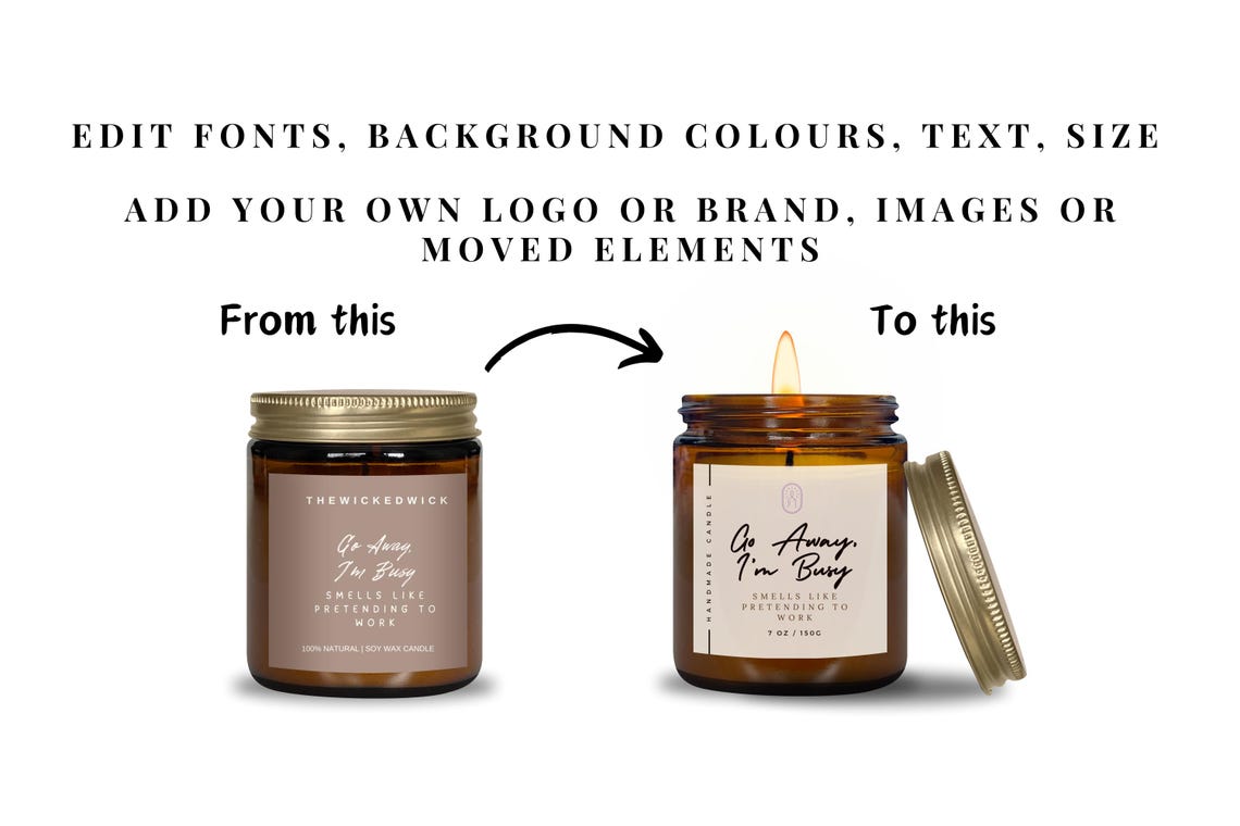 Editable Candle Labels, Template Labels, Candle Sticker Label, Candle ...
