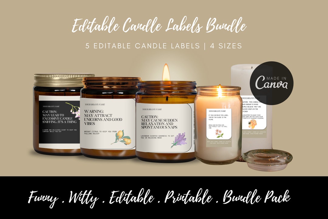Editable Candle Label Bundle, Funny Candy Labels, Custom Candle Labels ...